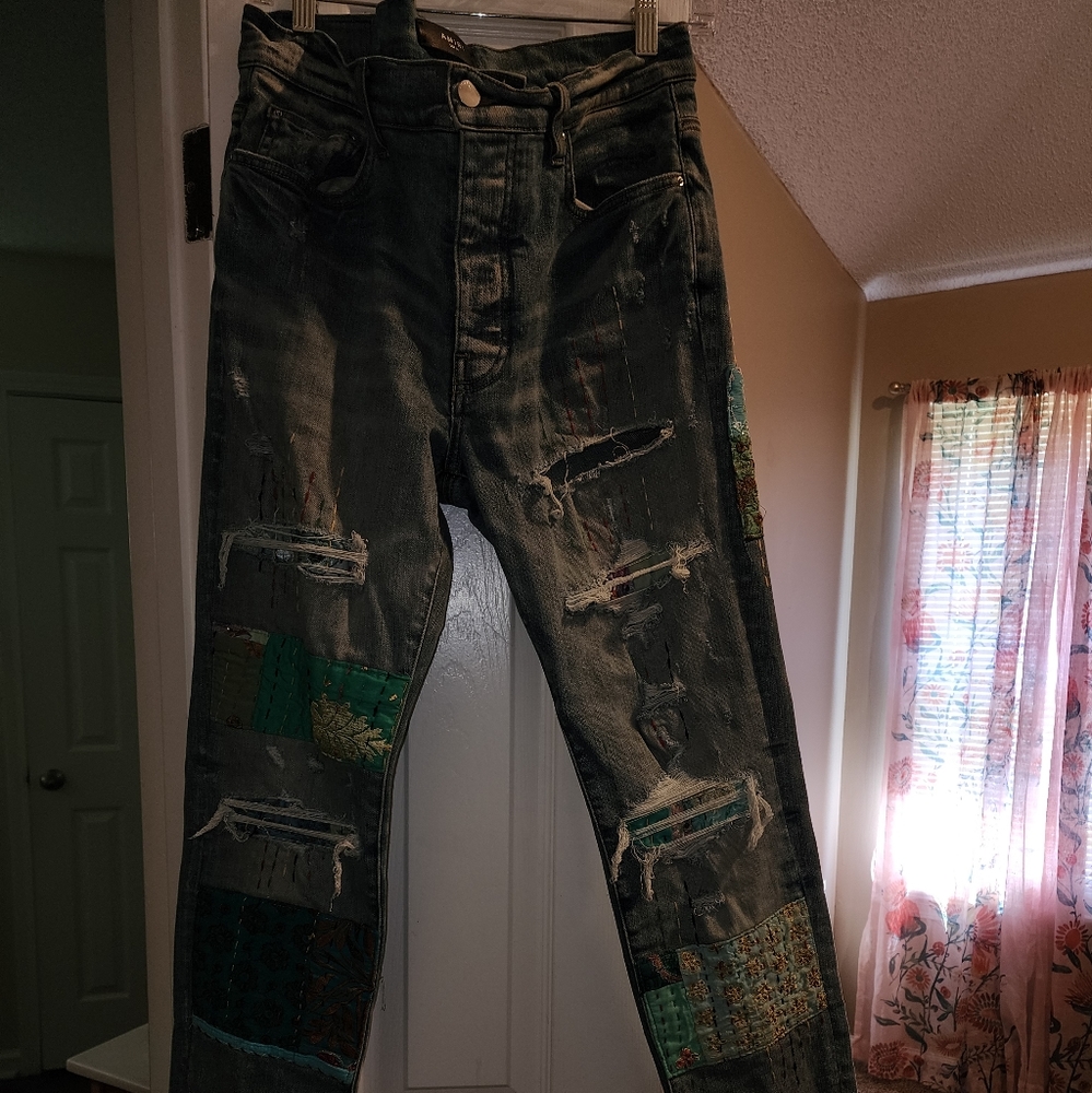 Amiri Patchwork Details Jeans - Gem